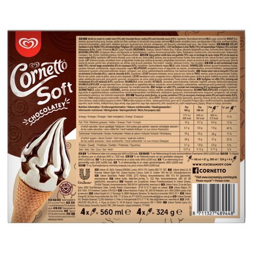 Cornetto Soft Chocolatey Ice Cream Cones - Ocado