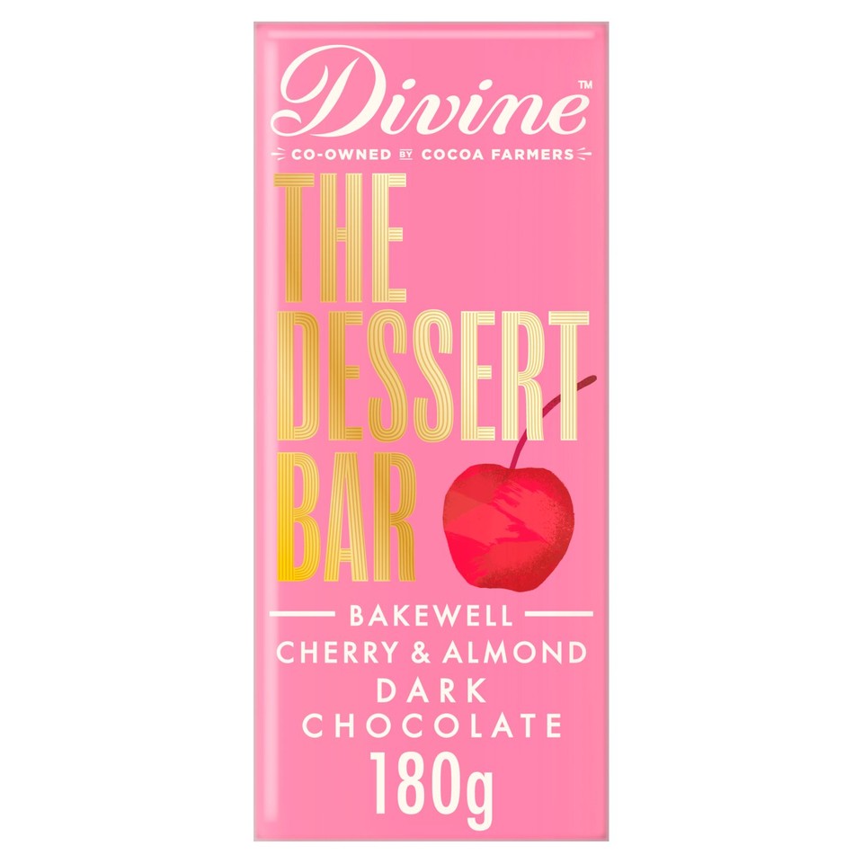 Divine Chocolate Dessert Bar Dark Chocolate Bakewell with Cherry and ...