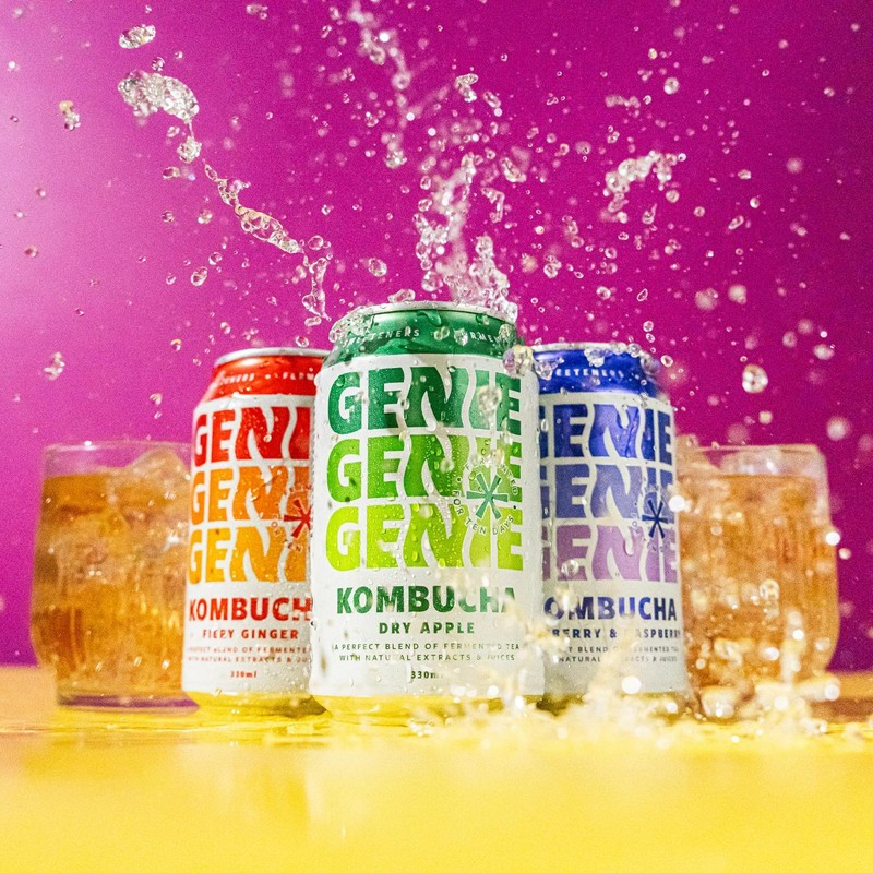 GENIE Kombucha Mixed Case (Dry Apple, Fiery Ginger & Blueberry ...