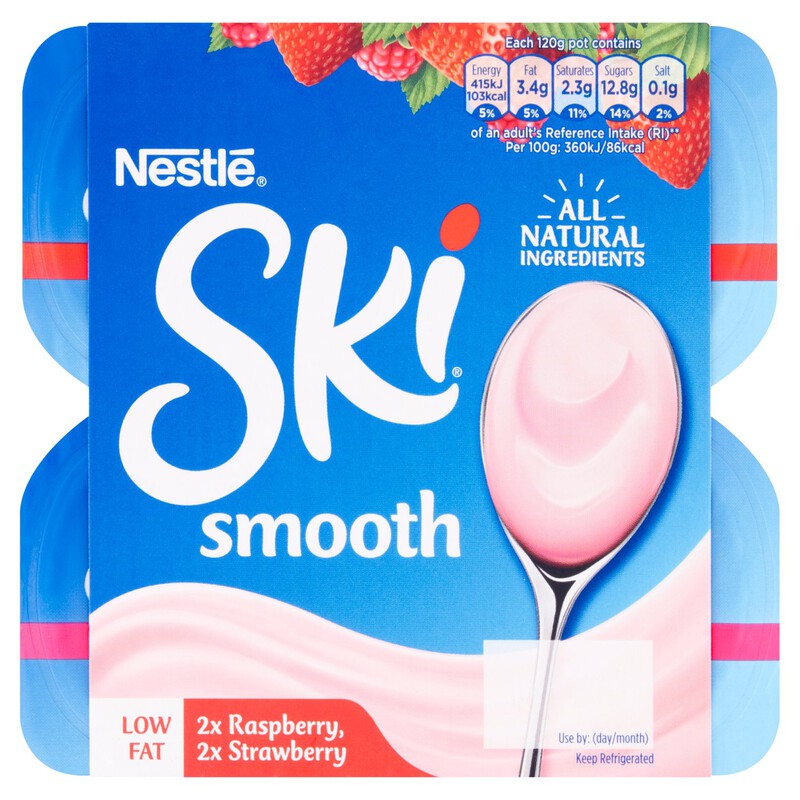 SKI Yoghurt Smooth Strawberry & Raspberry - Ocado
