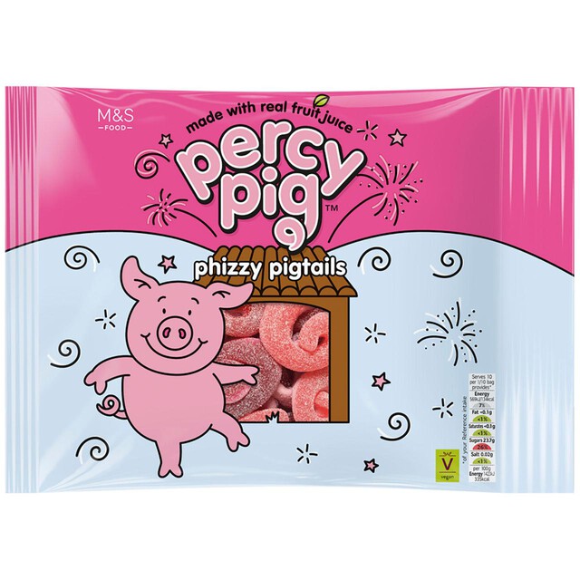 M&S Percy Pig Large Phizzy Pigtails - Ocado