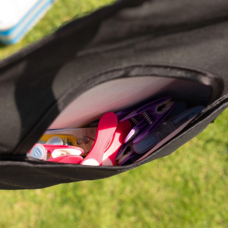 Addis Clothes Peg Storage Bag with hanging hook, Black - Ocado
