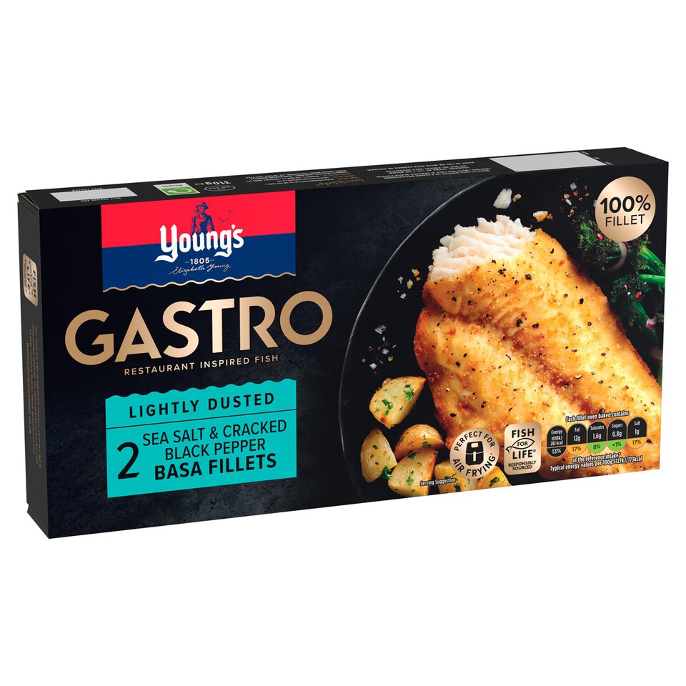 Young's Gastro 2 Sea Salt & Pepper Dusted Basa Fillets Frozen - Ocado