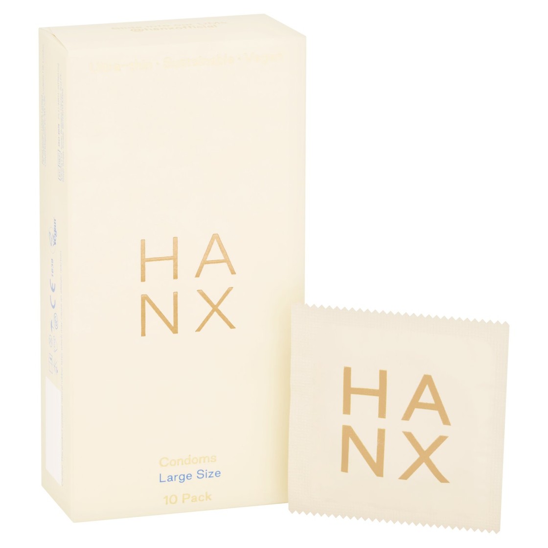 HANX Ultra Thin Large Size Vegan Condoms - Ocado