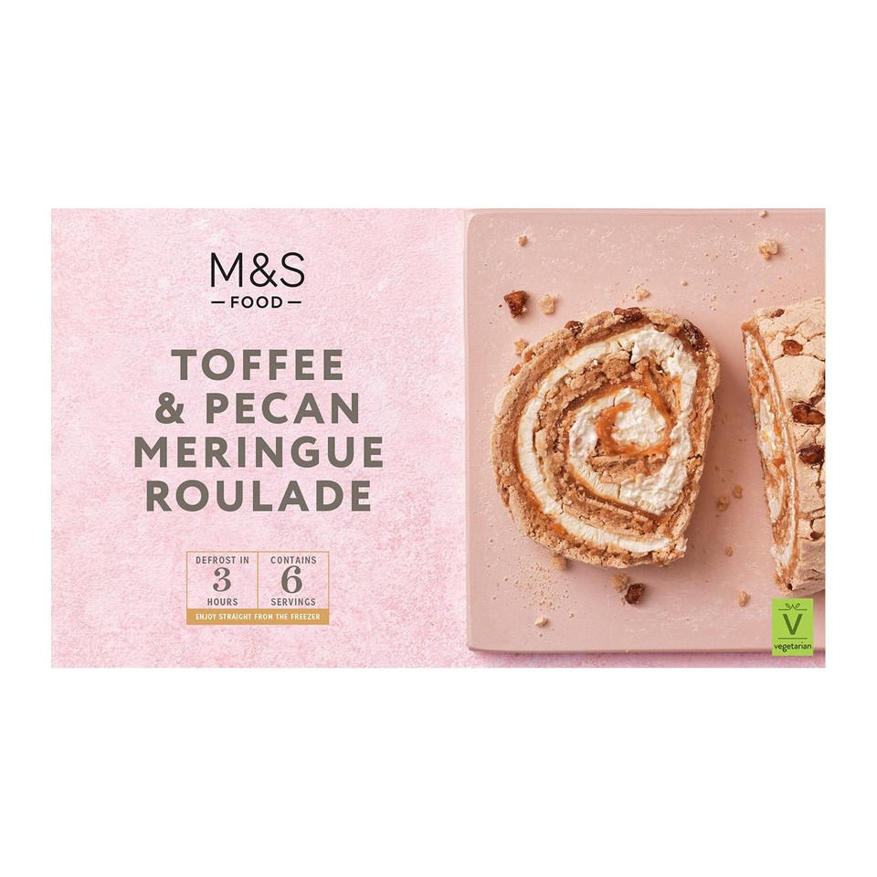 M&S Toffee & Pecan Meringue Roulade Frozen - Ocado
