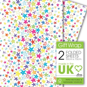 Painted Stars Gift Wrap Sheets - Ocado