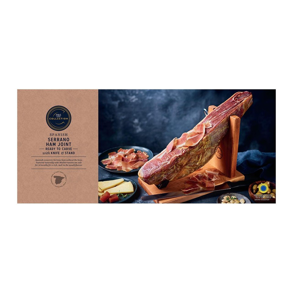 M&S Collection Serrano Ham Joint, Knife & Carving Stand - Ocado