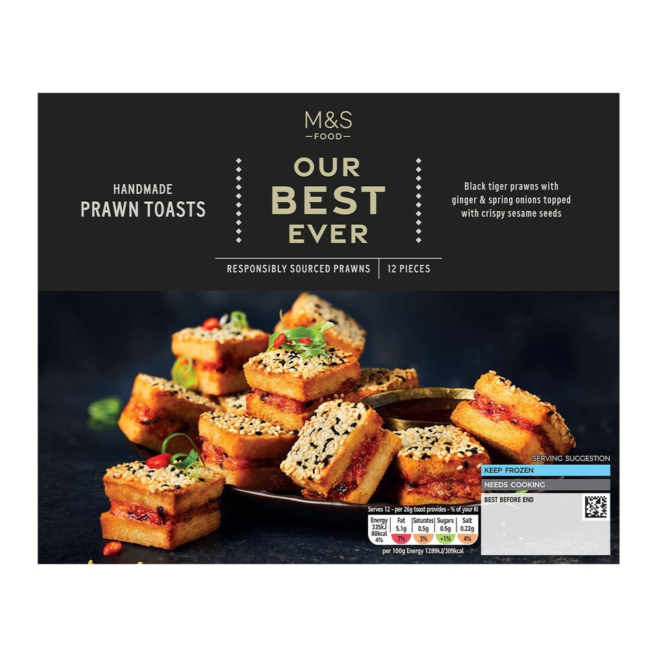 M&S Our Best Ever 12 Prawn Toasts Frozen - Ocado