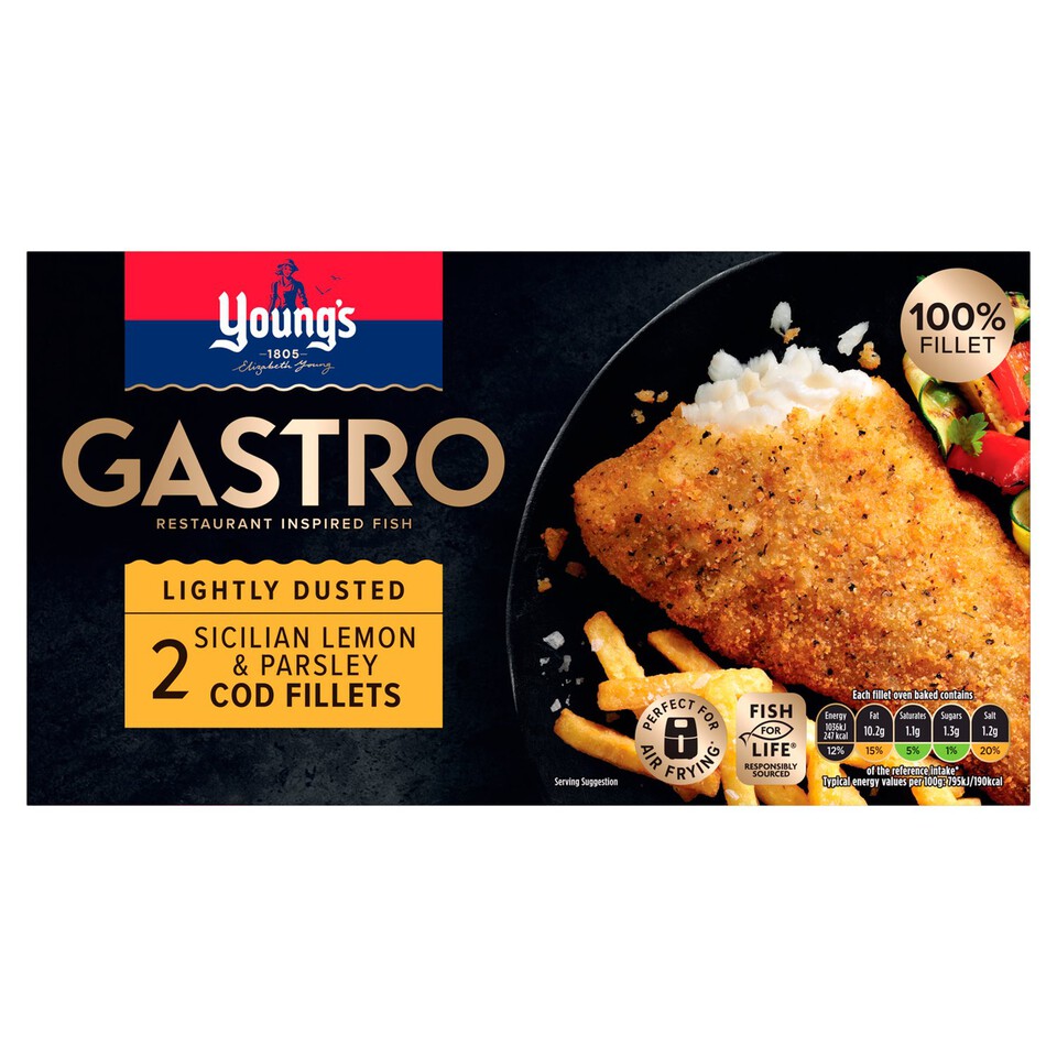 Young's Gastro 2 Lightly Dusted Sicilian lemon and Parsley Cod Fillets ...