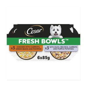 Cesar Fresh Bowl Adult Wet Dog Food Chicken & Duck Taster Multipack - Ocado