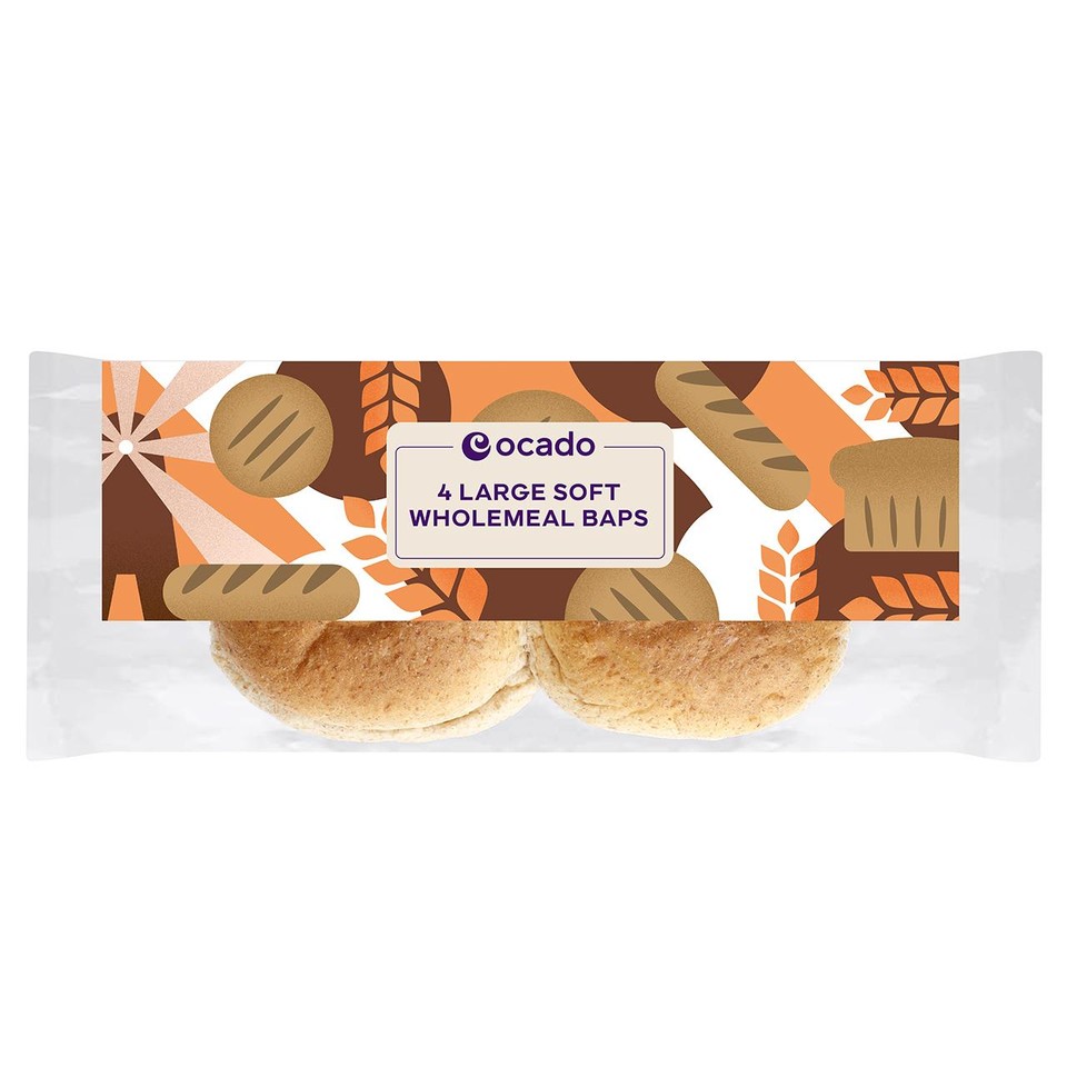 Ocado Large Soft Wholemeal Baps - Ocado