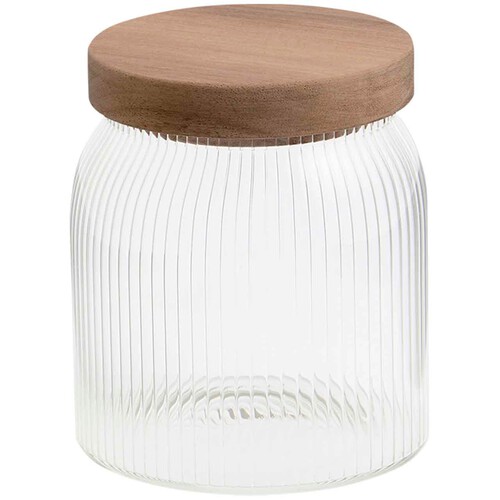 M&S Small Ribbed Glass Storage Jar - Ocado