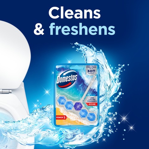 Domestos Power 5 Toilet Rim Block Ocean - Ocado