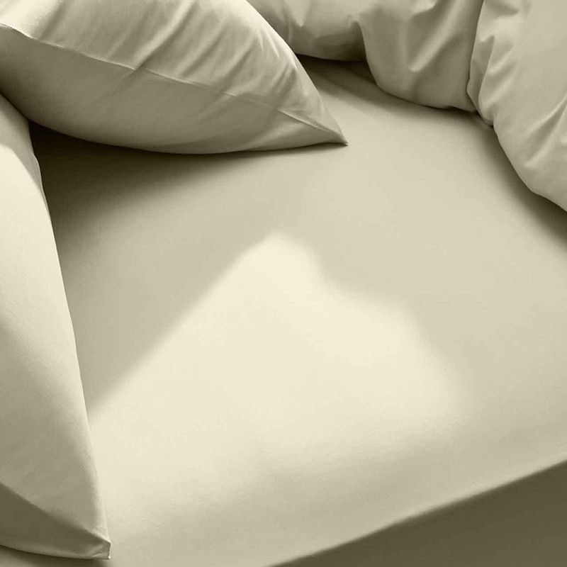 M&S Cotton Rich Fitted Sheet, Double, Light Cream - Ocado