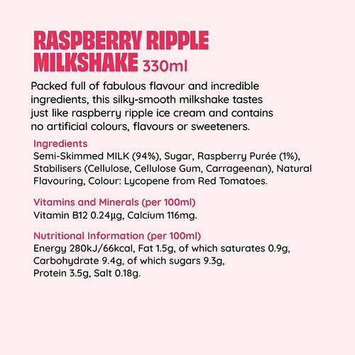 Shaken Udder Raspberry Ripple Flavoured Milkshake - Ocado
