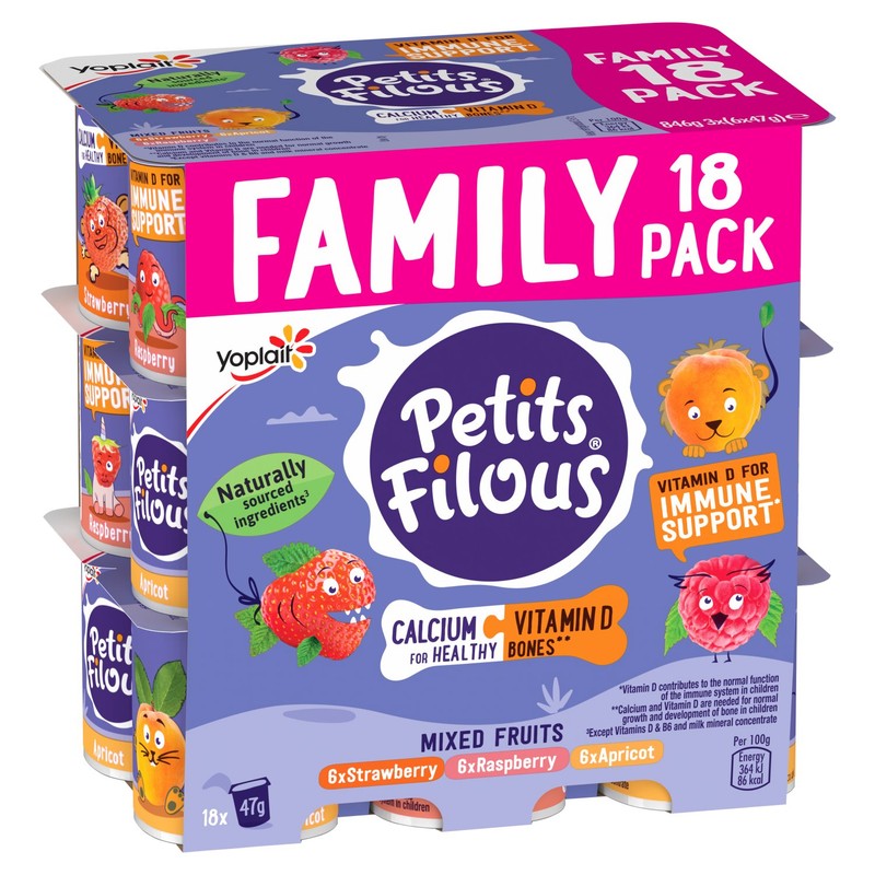 Petits Filous Kids Strawberry Raspberry & Apricot Yoghurt Pots - Ocado