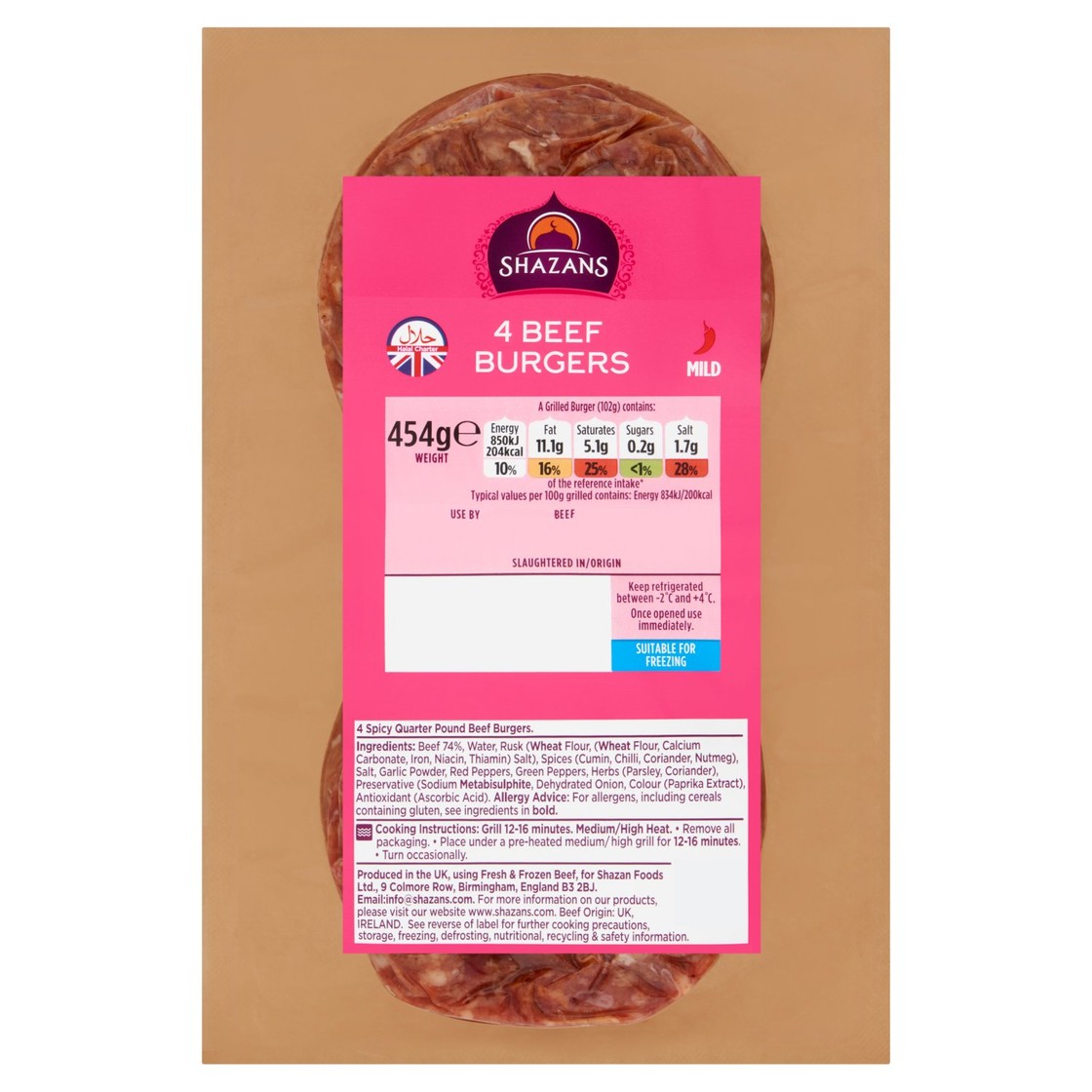 Shazans Beef Burgers - Ocado