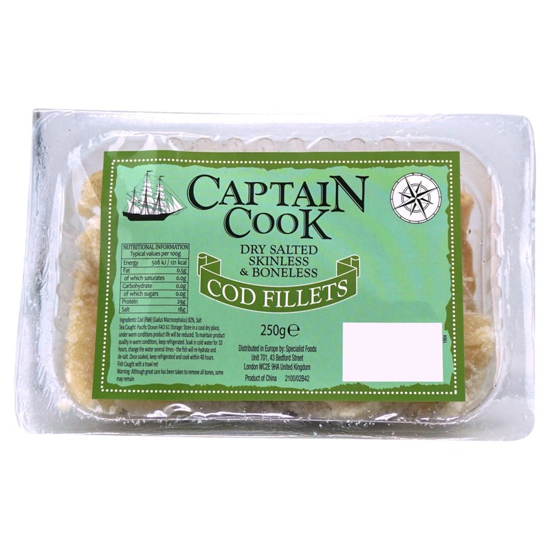 Captain Cook Dry Salted Skinless & Boneless Cod Fillets - Ocado