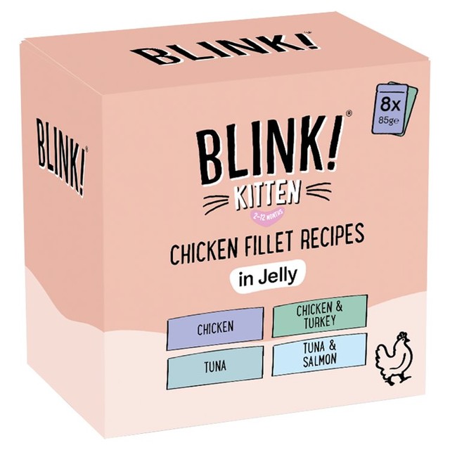 Blink! Kitten Wet Chicken & Fish Premium Fillets in Jelly Multipack ...