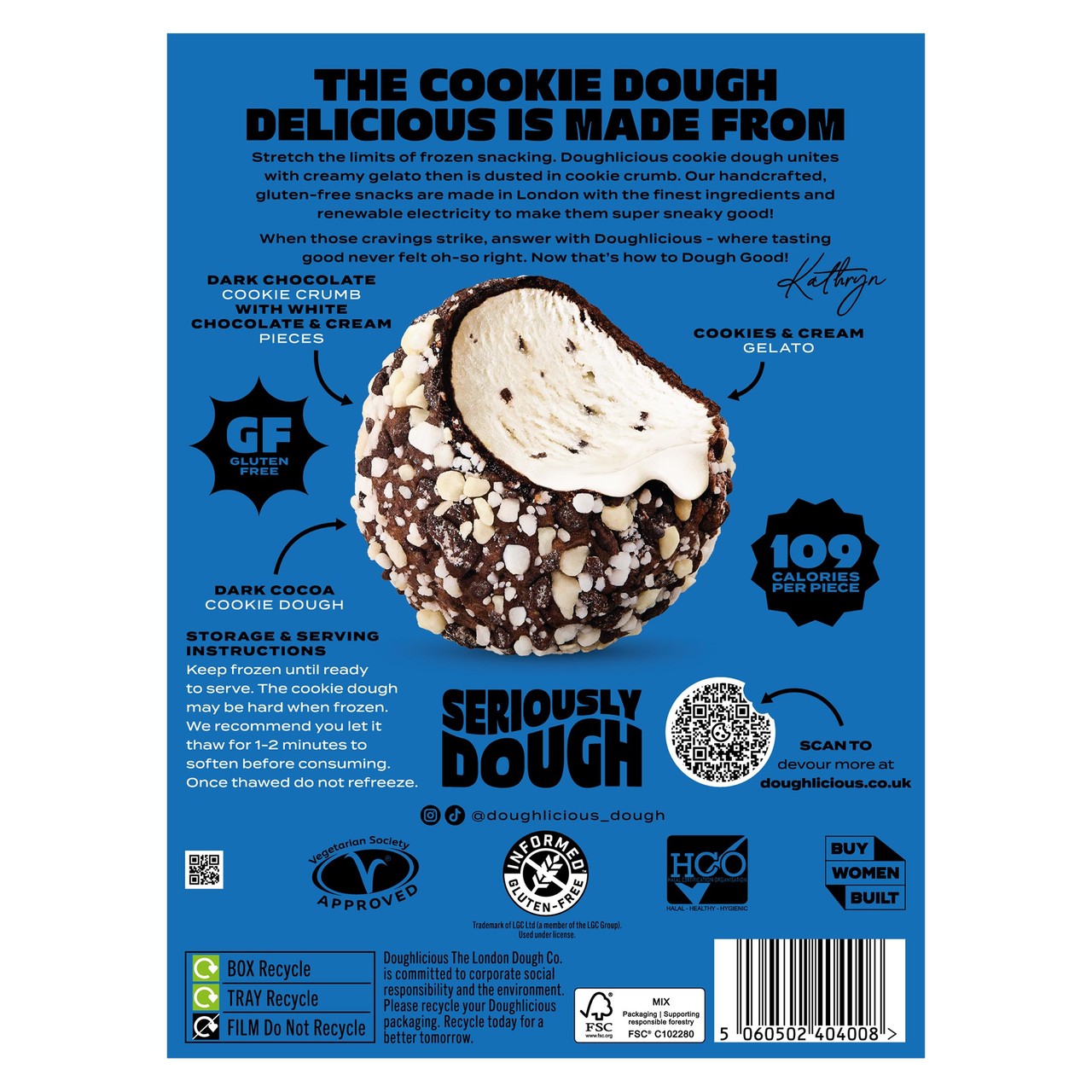 Doughlicious Cookies & Cream Cookie Dough & Gelato Bites - Ocado