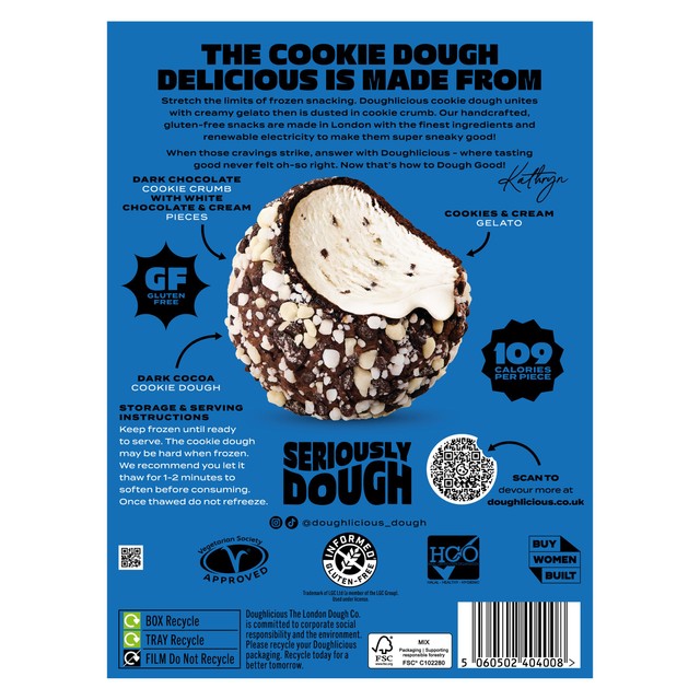 Doughlicious Cookies & Cream Cookie Dough & Gelato Bites - Ocado