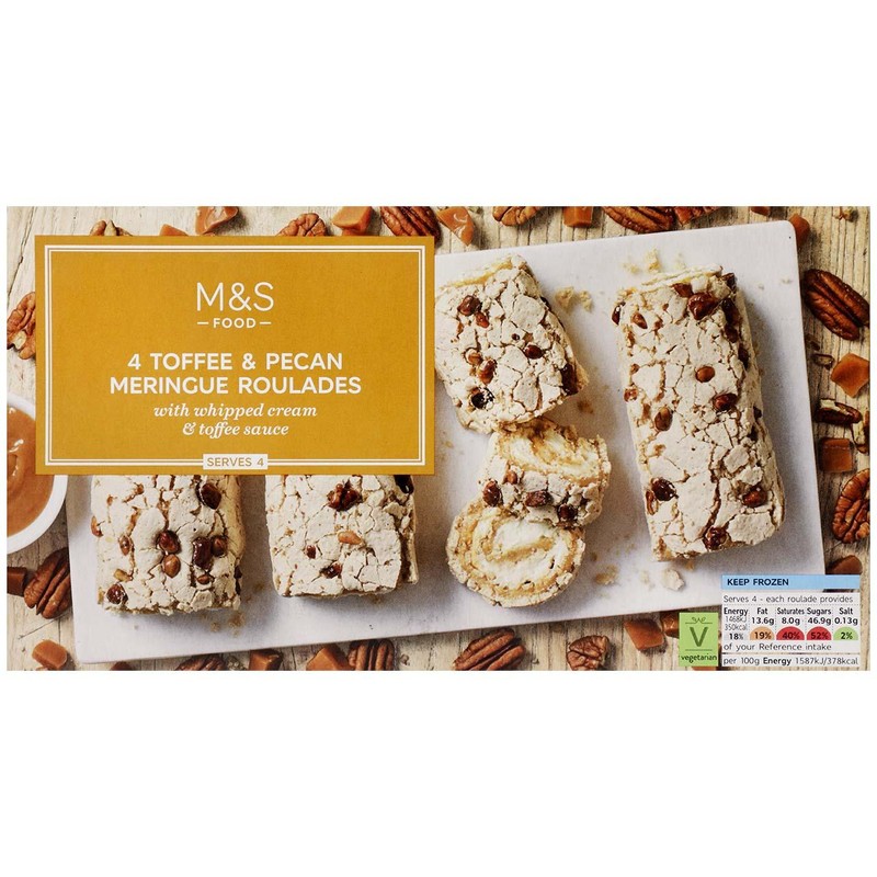 M&S 4 Toffee & Pecan Meringue Roulades Frozen - Ocado
