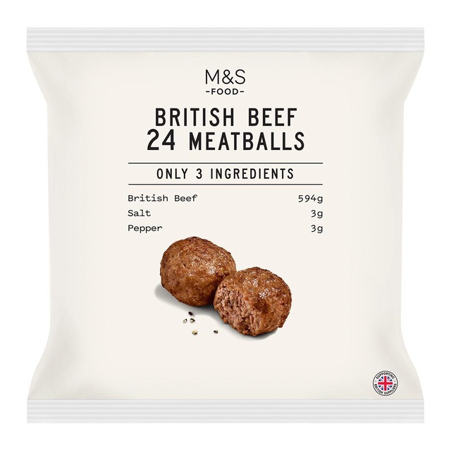 M&S Only 3 Ingredients 24 Beef Meatballs Frozen - Ocado