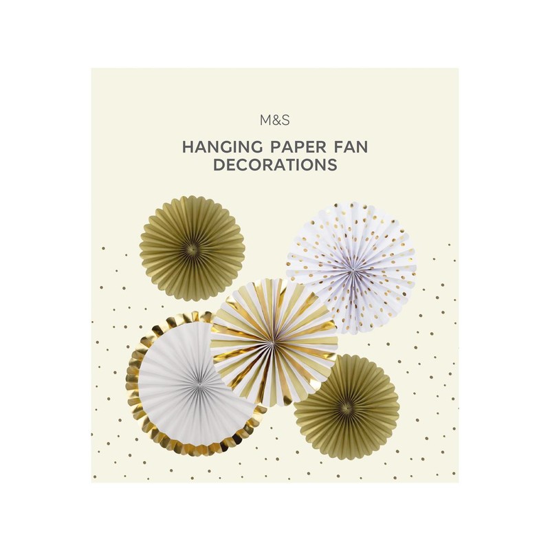 M&S Gold & Silver Hanging Paper Fan Decorations - Ocado