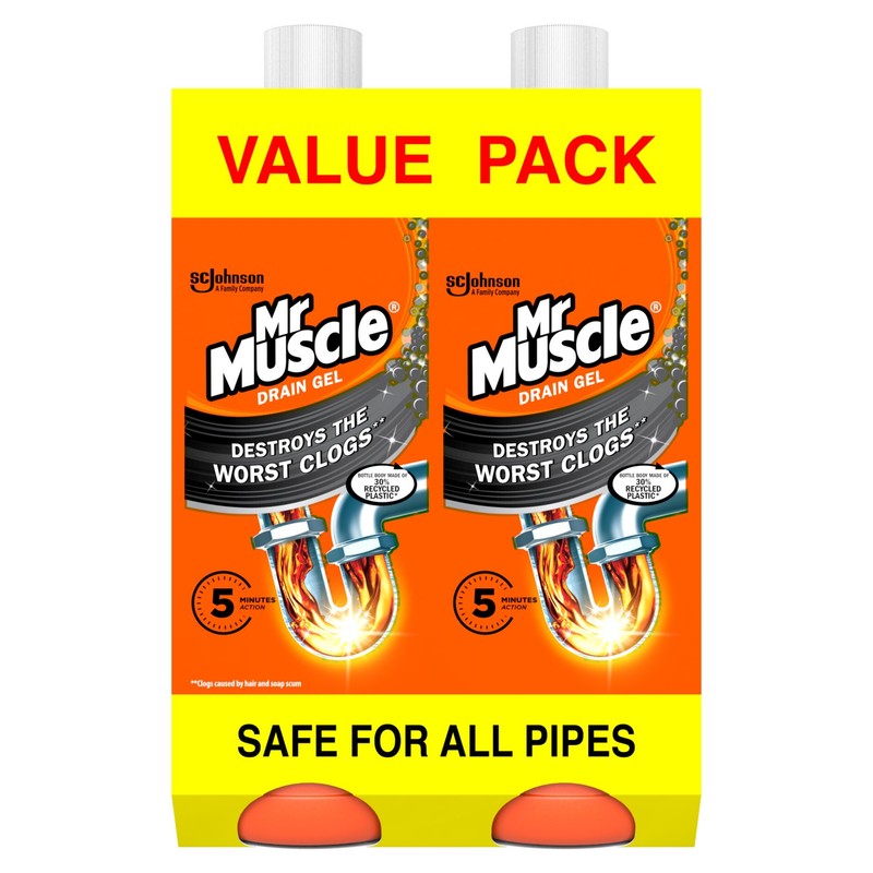 Mr Muscle Power Gel Drain & Sink Unblocker Twin Pack - Ocado