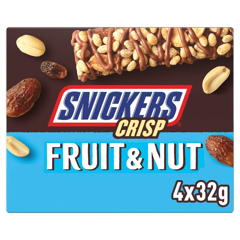 Snickers Crisp Fruit & Nut Milk Chocolate Snack Bars Multipack - Ocado
