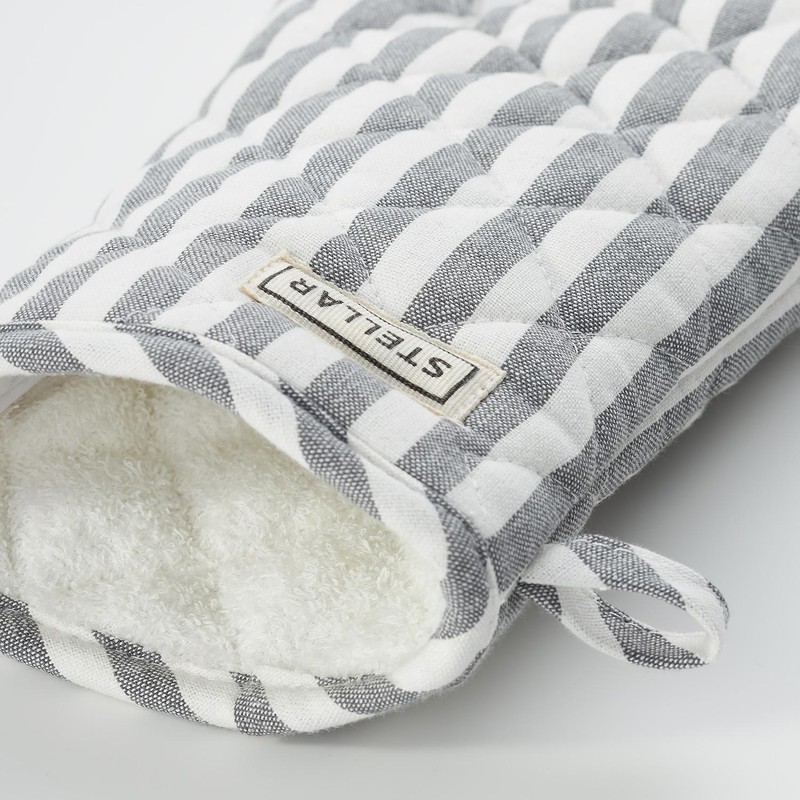 Stellar Textiles Oven Glove, Grey Stripe - Ocado