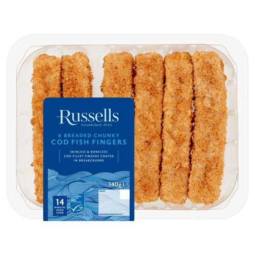 Russell's MSC Chunky Breaded Cod Fish Fingers - Ocado