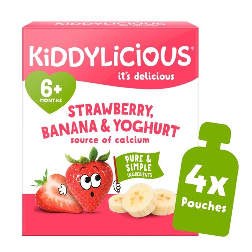 Kiddylicious Strawberry, Banana & Yoghurt Pouch Snack Baby Food multi ...
