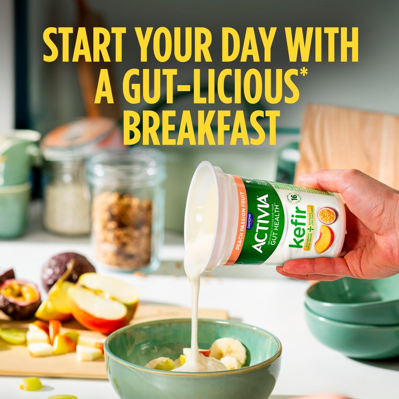 Activia Kefir Peach Passionfruit Gut Health Fruit Yoghurt Big Pot - Ocado