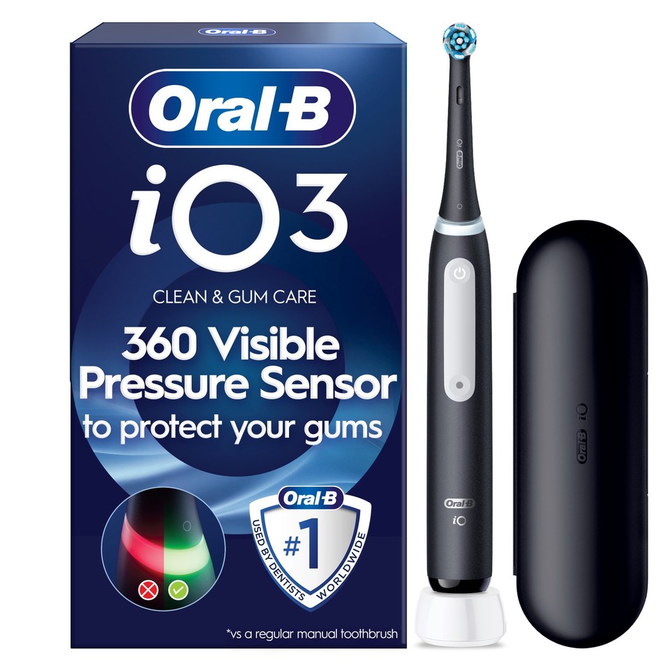 Oral-B iO3 Black Electric Toothbrush + Travel Case - Ocado