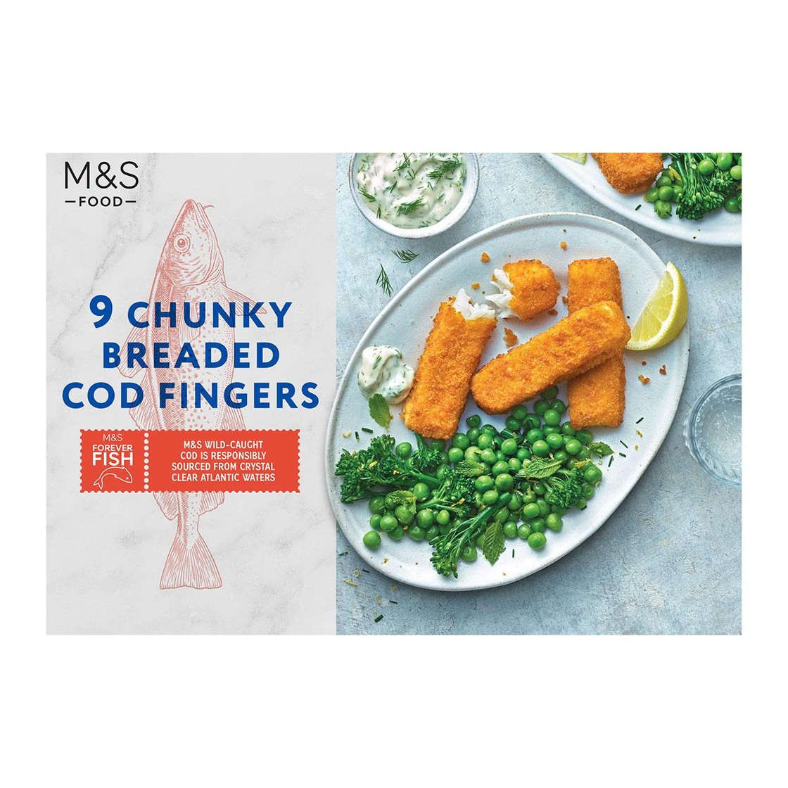 M&S 9 Chunky Cod Fish Fingers Frozen - Ocado