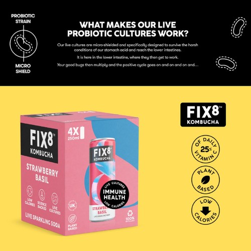Fix8 Strawberry Basil Kombucha Multipack - Ocado