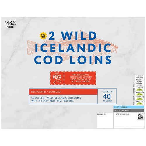 M&S 2 Wild Icelandic Cod Loins Frozen - Ocado