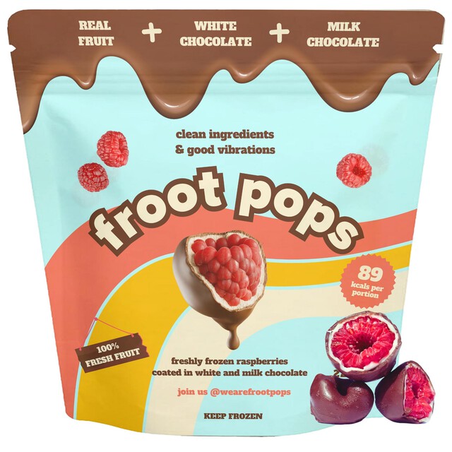 Froot Pops Freshly Frozen Raspberries Coated in White & Milk Chocolate ...