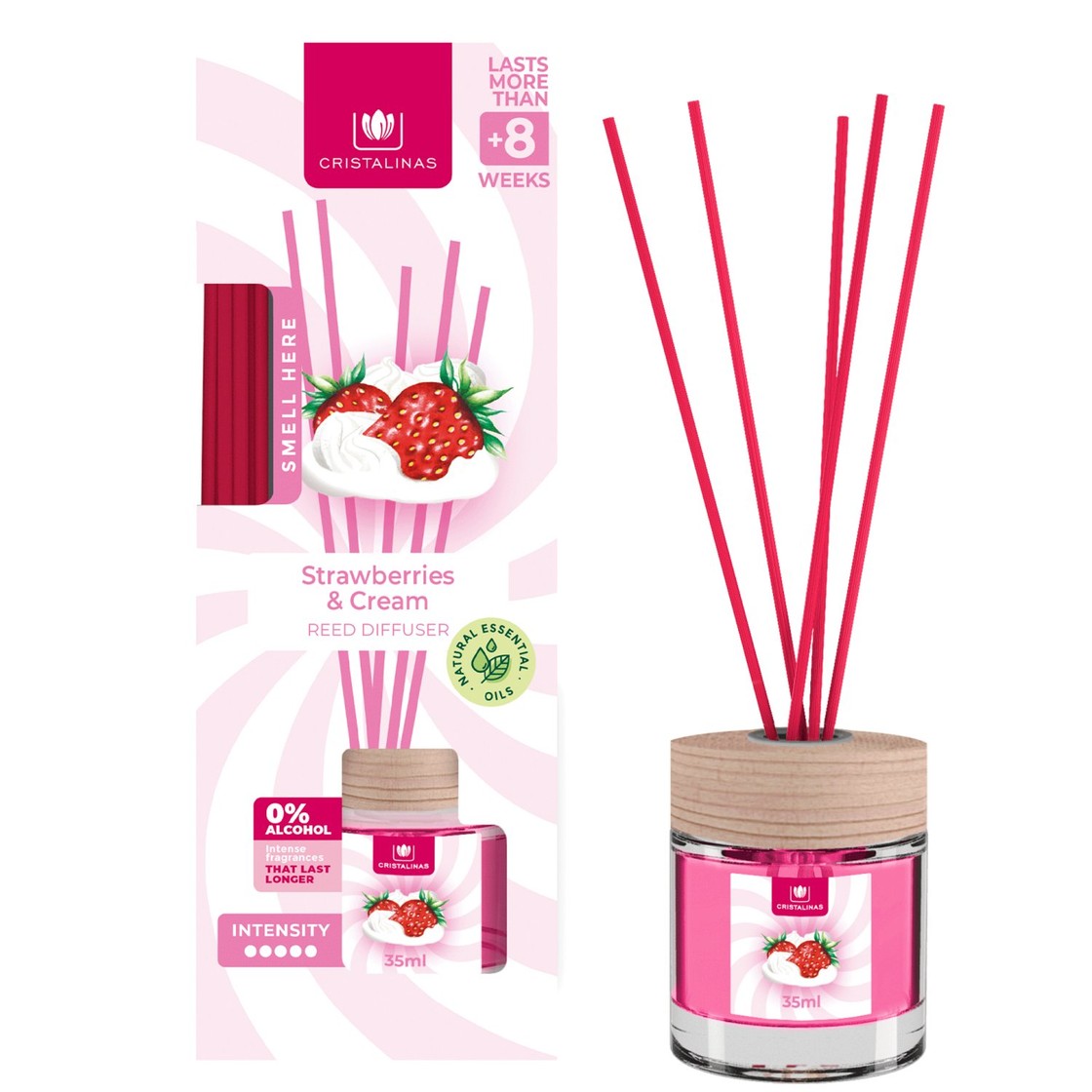 Cristalinas Reed Diffuser Strawberries & Cream - Ocado