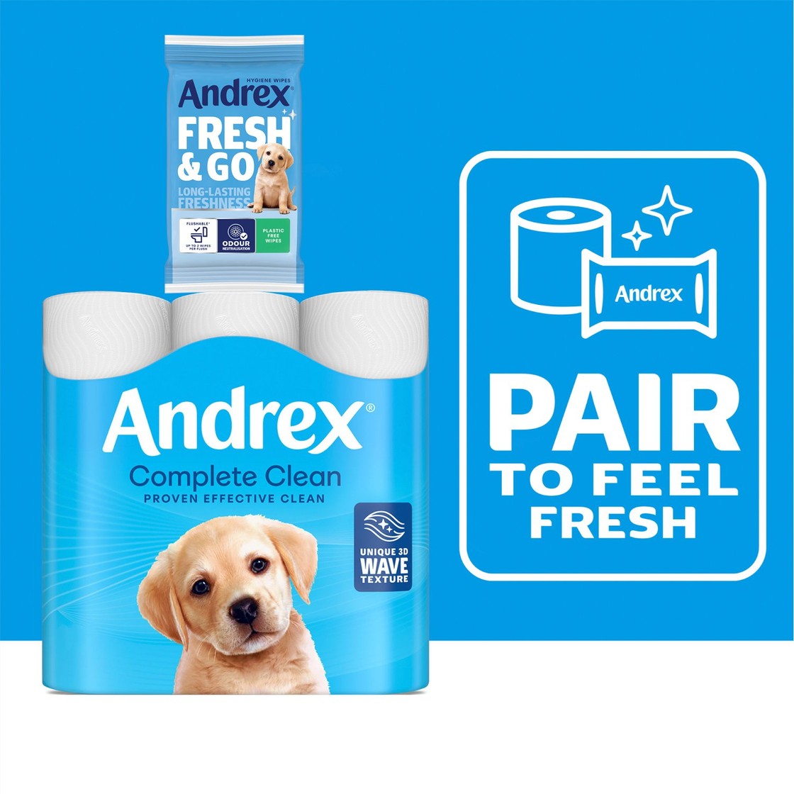 Andrex Fresh and Go Flushable Hygiene Wipes Travel Pack - Ocado