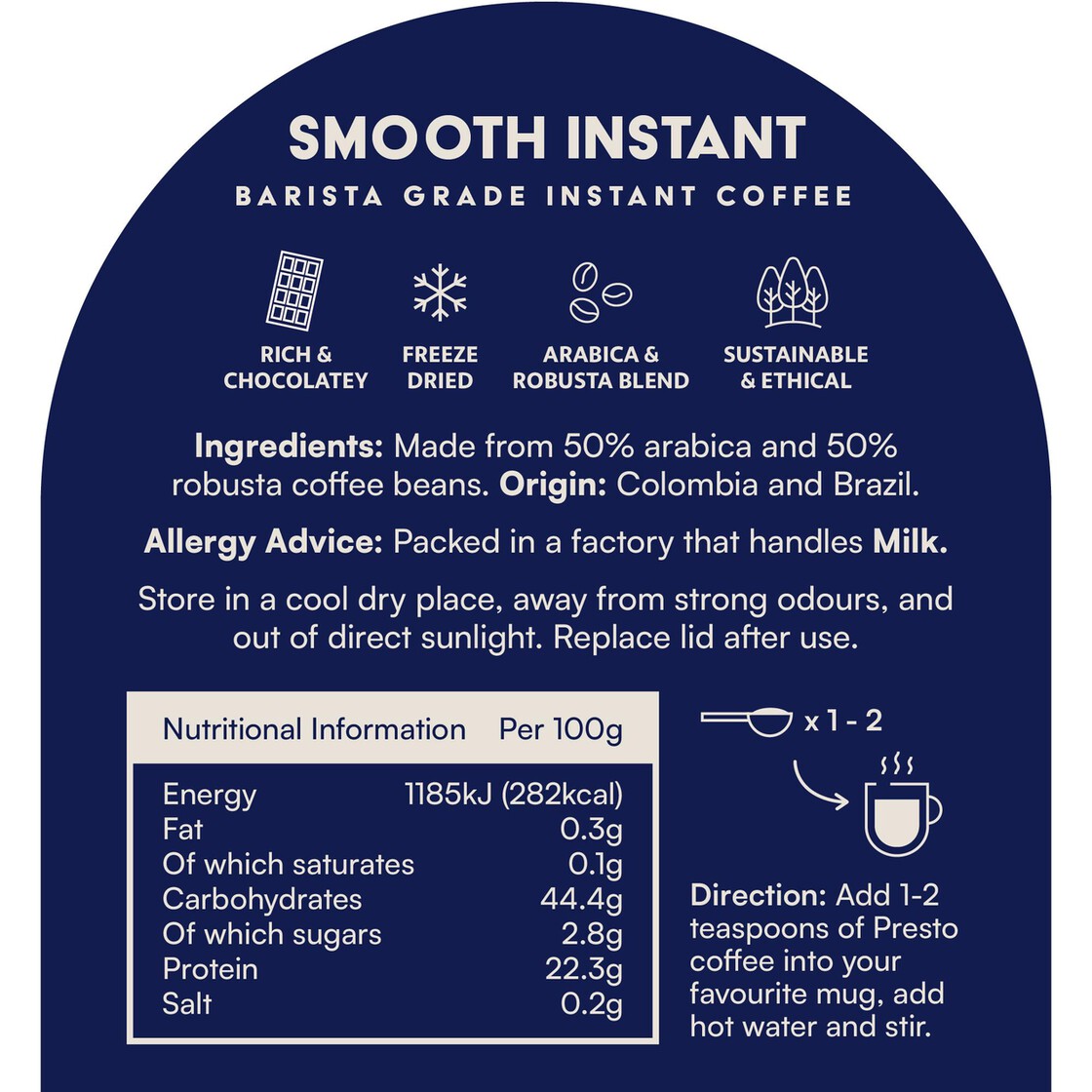 Presto House Espresso Barista Grade Instant Coffee - Ocado