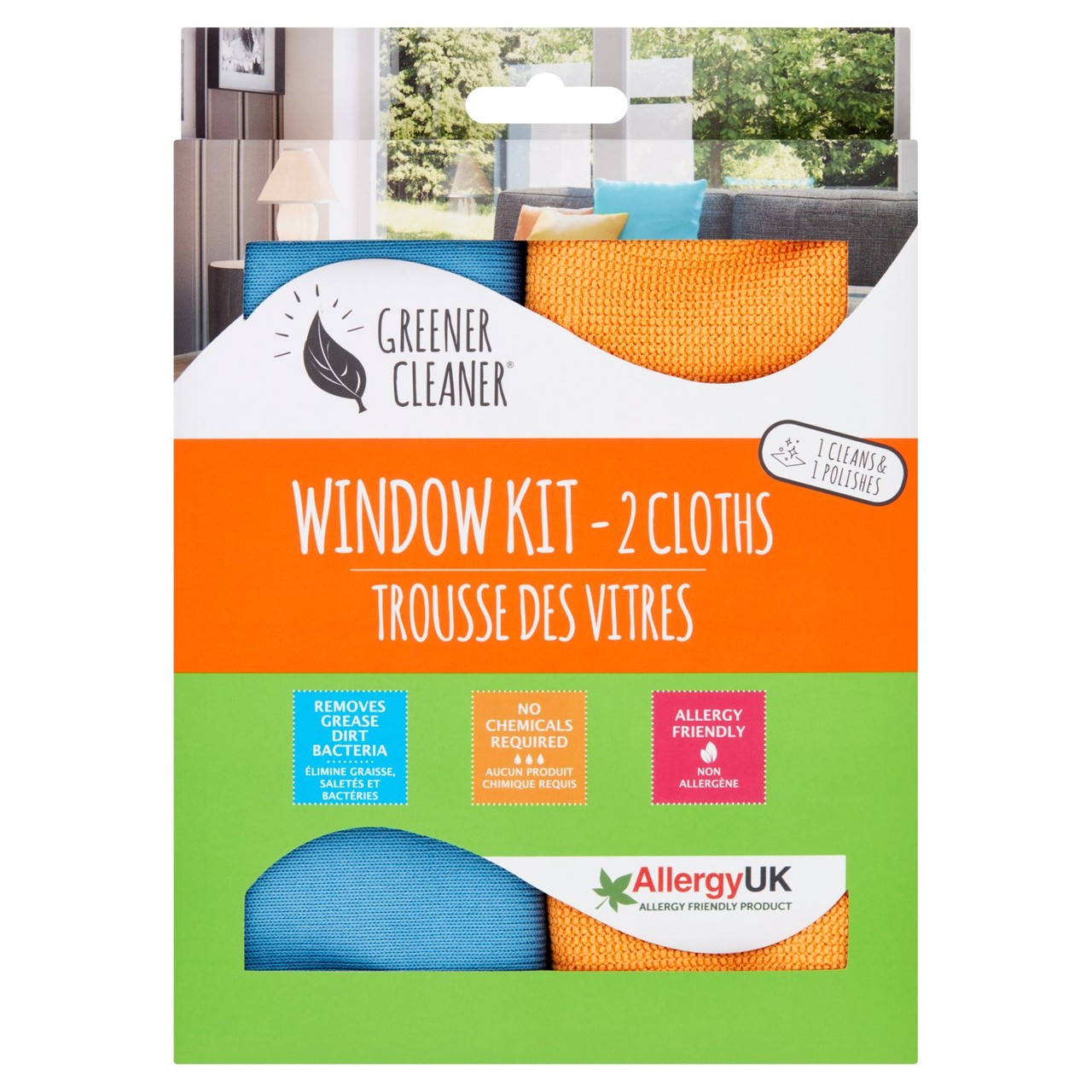 Greener Cleaner Window Microfibre Cloth Kit - Ocado