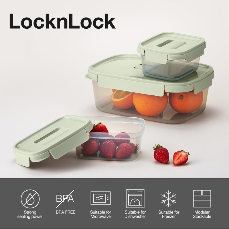 LocknLock NestnLock Sage Green Container Set, 5pc - Ocado