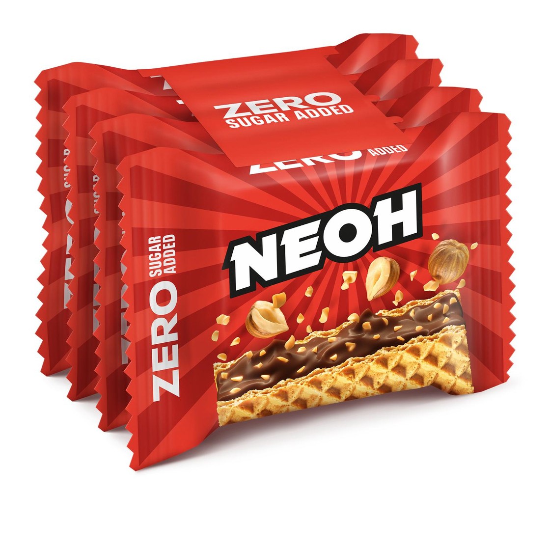 NEOH Hazelnut Chocolate Wafer Multipack, 4 Bars No Added Sugar, High ...