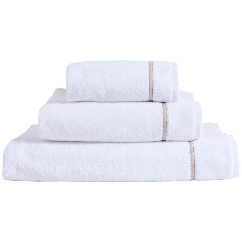 M&S X Kelly Hoppen Beretta Stitch Towel, Hand Towel, Taupe - Ocado