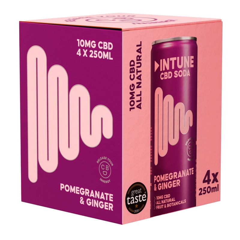 INTUNE Pomegranate & Ginger Sparkling CBD Drink - Ocado