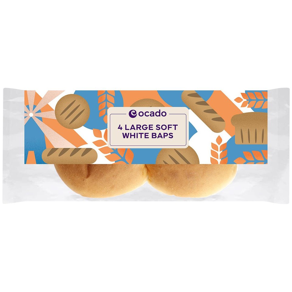 Ocado Large Soft White Baps - Ocado
