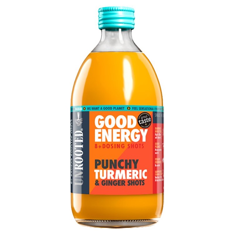 Unrooted Drinks Good Energy Punchy Turmeric & Ginger Dosing 8 Shots - Ocado