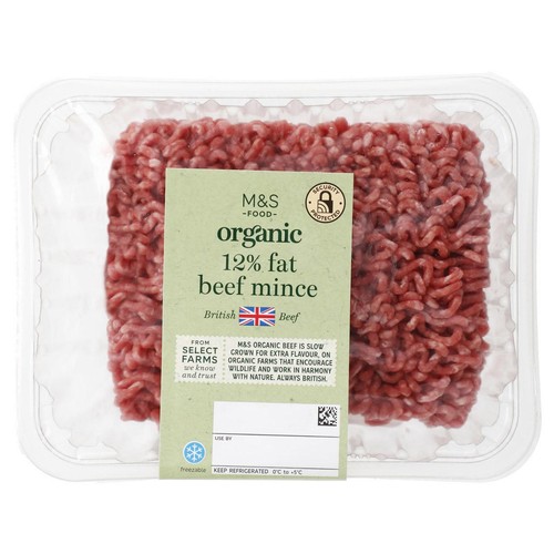 M&S Select Farms Organic British Beef Mince 12% Fat - Ocado